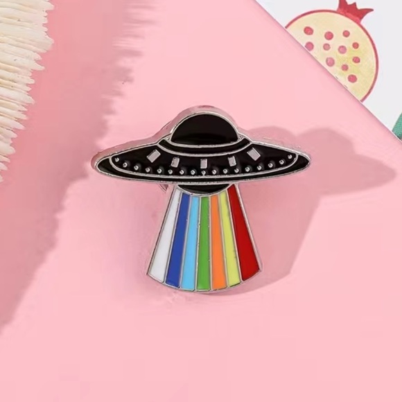 Jewelry | 315 Alien Flying Saucer Rainbow Pin Brooch | Poshmark